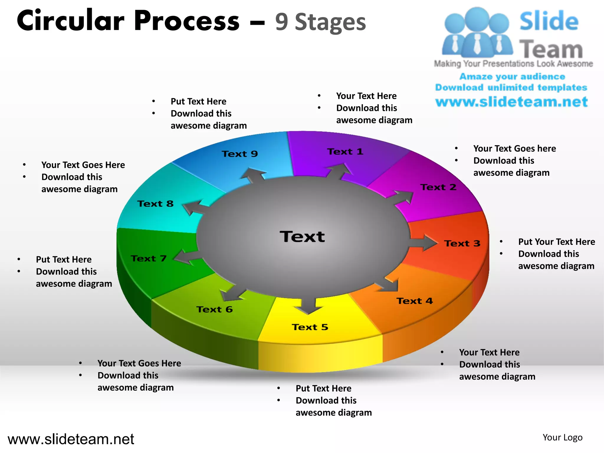 9 stages cycle circular round jigsaw maze piece strategy powerpoint ...