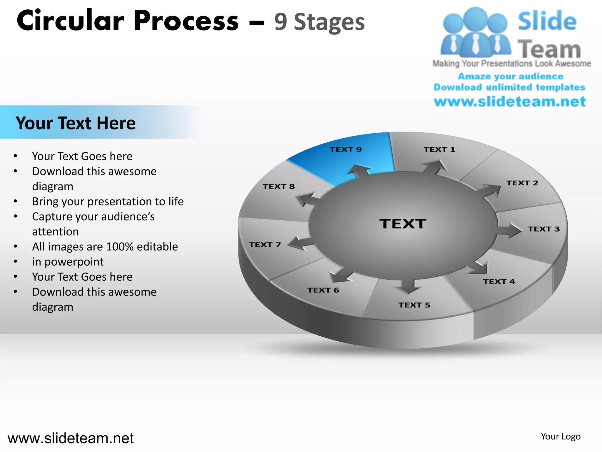 9 stages cycle circular round jigsaw maze piece strategy powerpoint ...