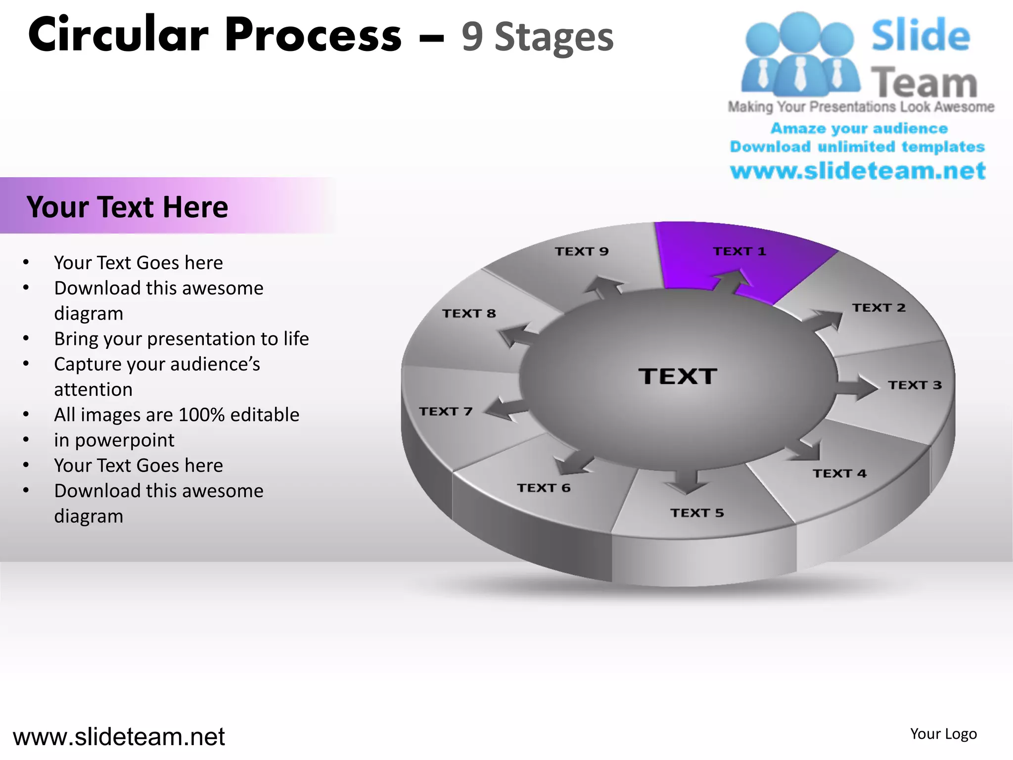 9 stages cycle circular round jigsaw maze piece strategy powerpoint ...