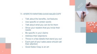 9 Step Process To Writing Sales Copy That Sells | PPT