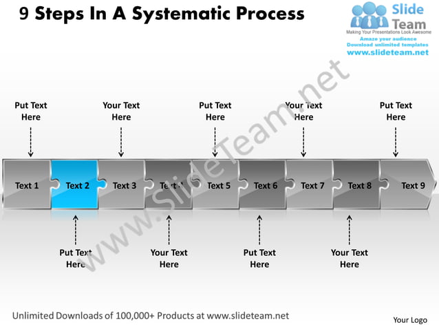 9 steps in a systematic process schematic drawing power point slides ...
