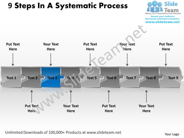 9 steps in a systematic process schematic drawing power point slides ...