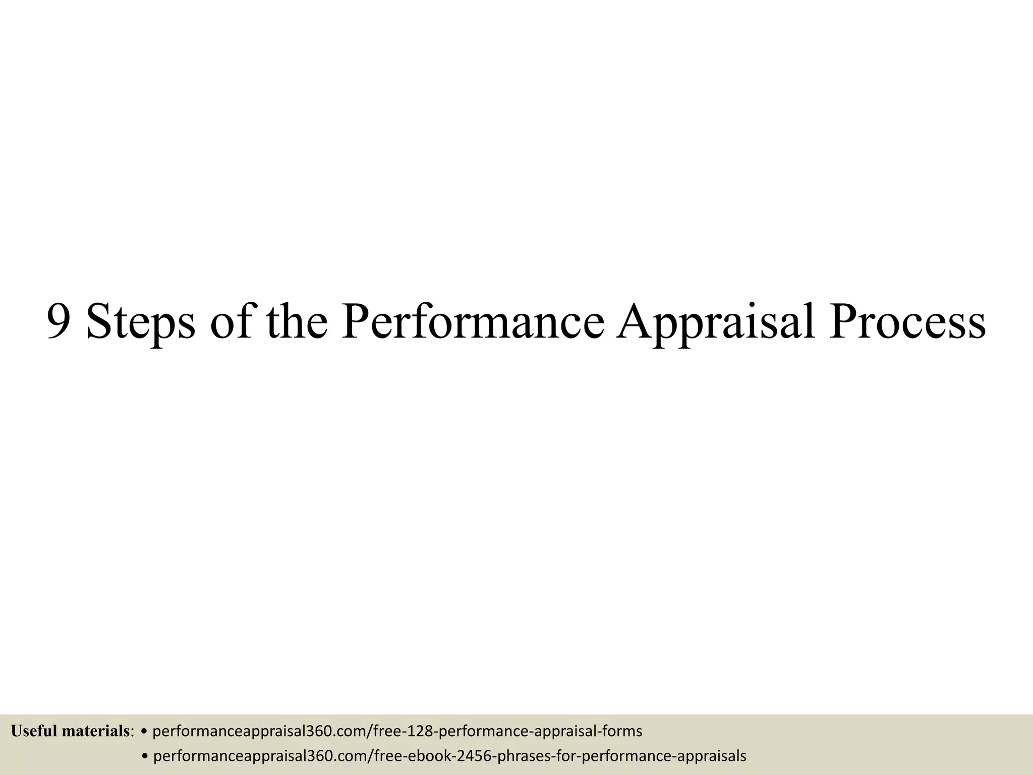 9 steps of the performance appraisal process | PDF