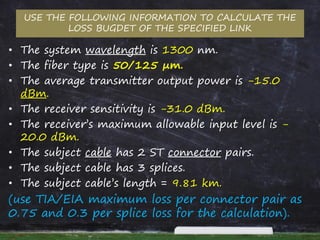 loss budget calculation in fiber optic link | PDF