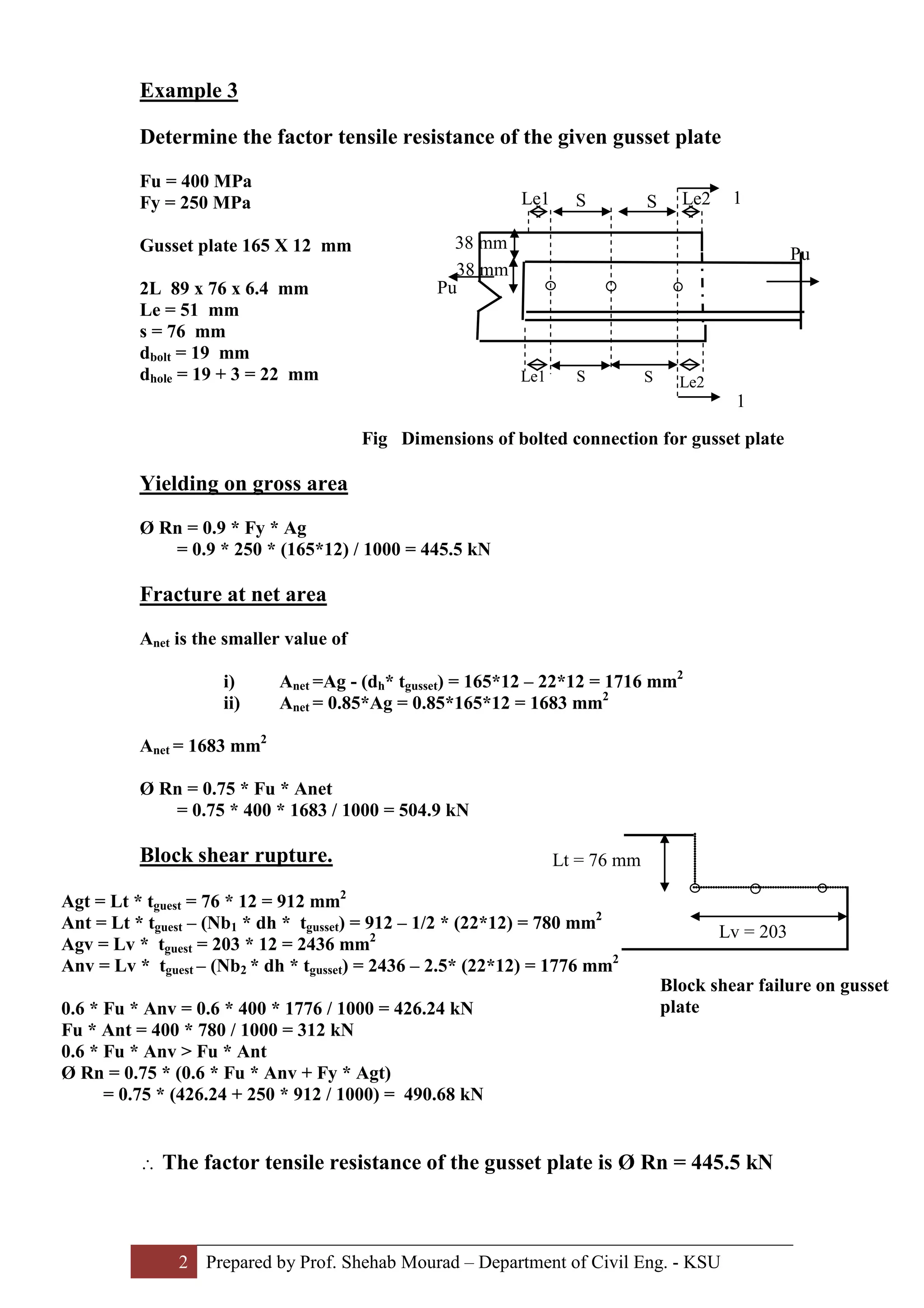 09-Strength of Gusset Plate (Steel Structural Design & Prof. Shehab ...