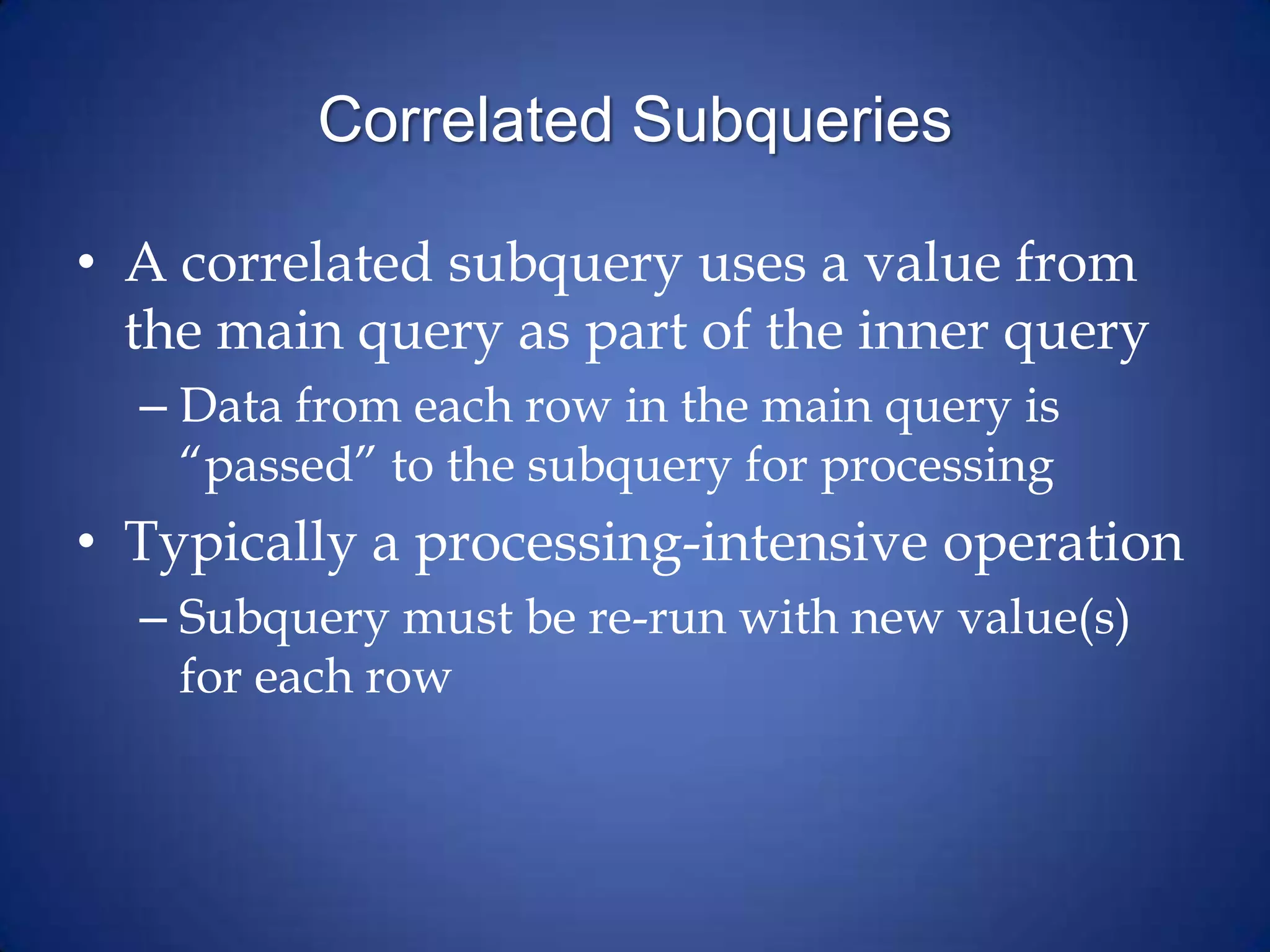 Subqueries | PPTX