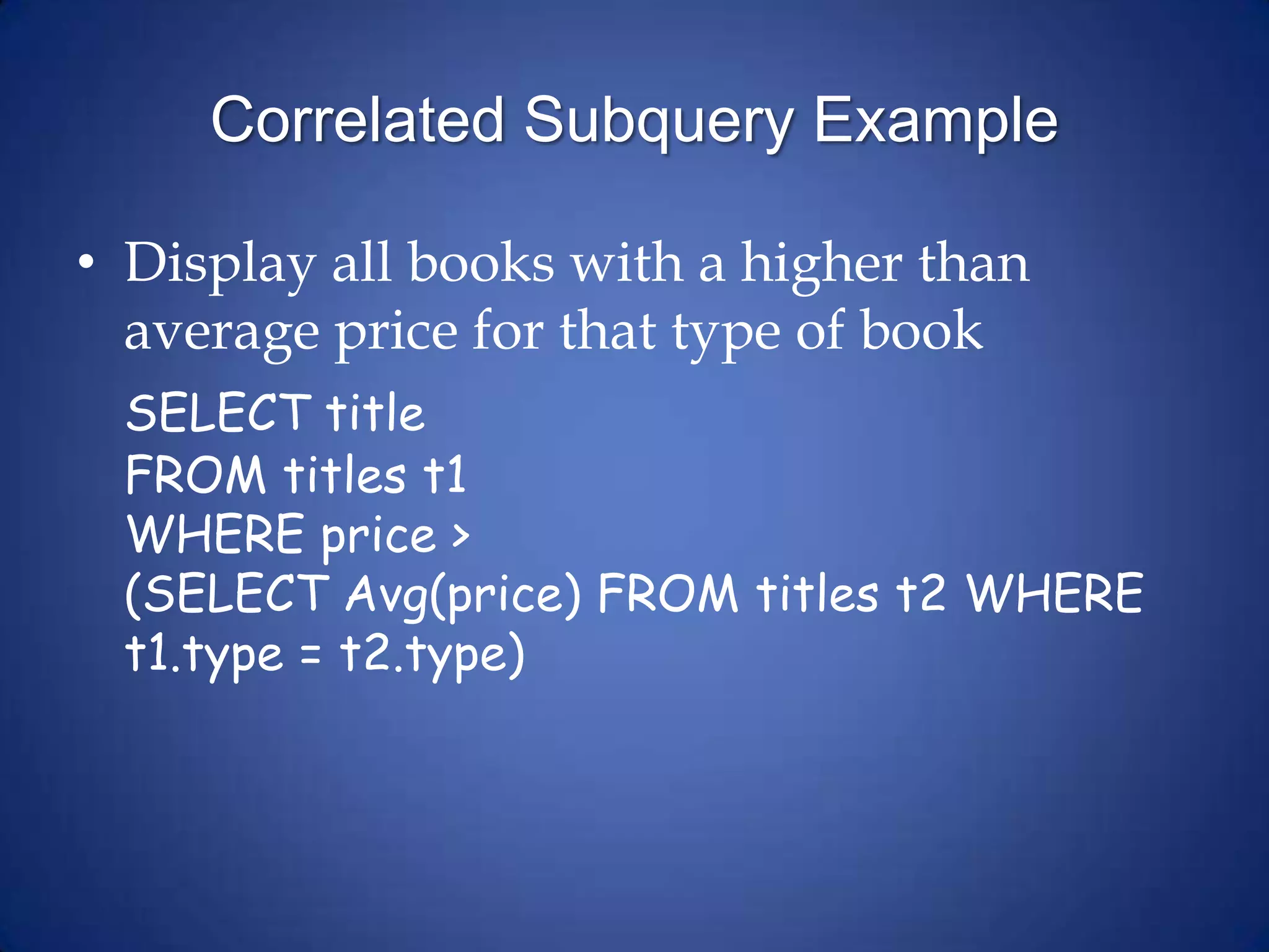 Subqueries | PPTX