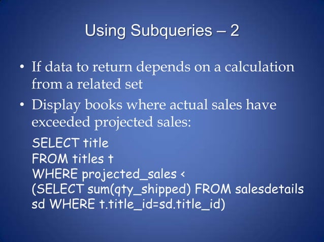 Subqueries | PPTX