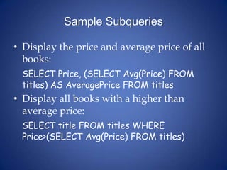 Subqueries | PPTX