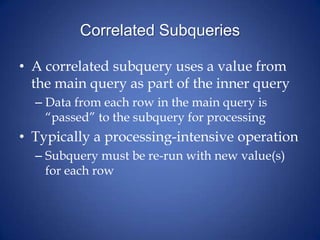 Subqueries | PPTX