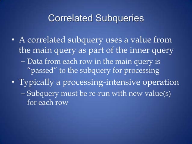Subqueries | PPTX
