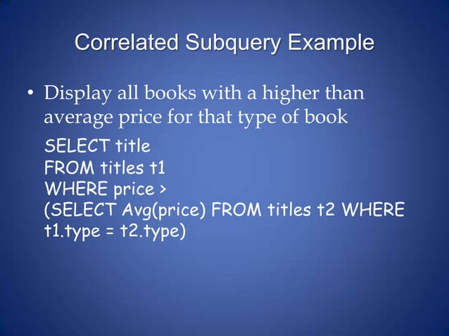 Subqueries | PPTX
