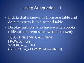 Subqueries | PPTX