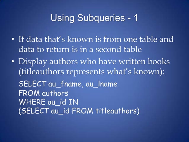 Subqueries | PPTX