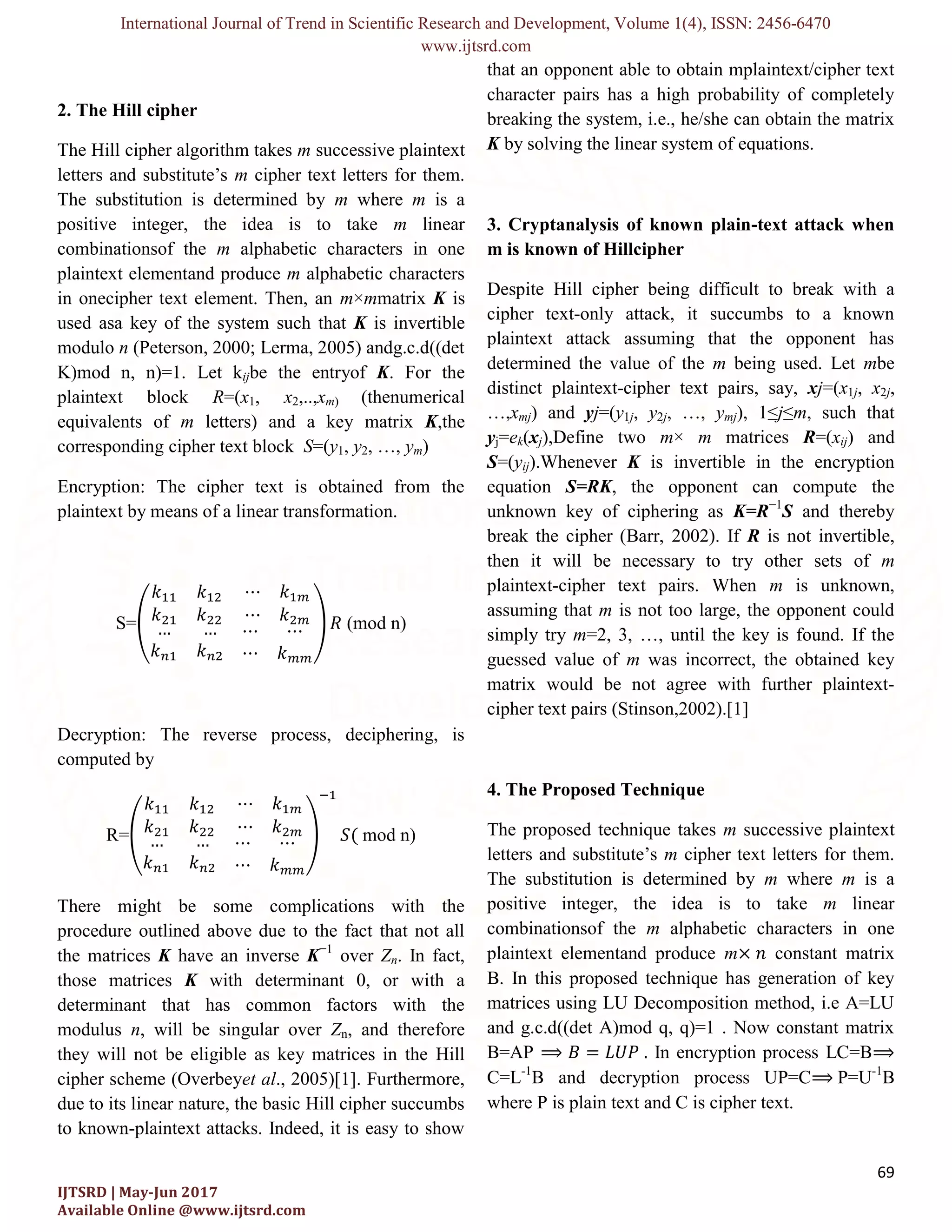 Symmetric Key Generation Algorithm In Linear Block Cipher Over Lu Decomposition Method Pdf