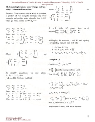 Symmetric Key Generation Algorithm in Linear Block Cipher Over LU Decomposition Method | PDF ...