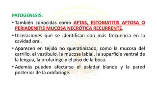ENFERMEDADES INFECCIOSAS ULCERATIVAS EN LA BOCA | PPTX