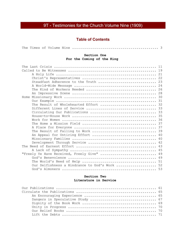 9 t testimonies for the church volume nine (1909) | PDF