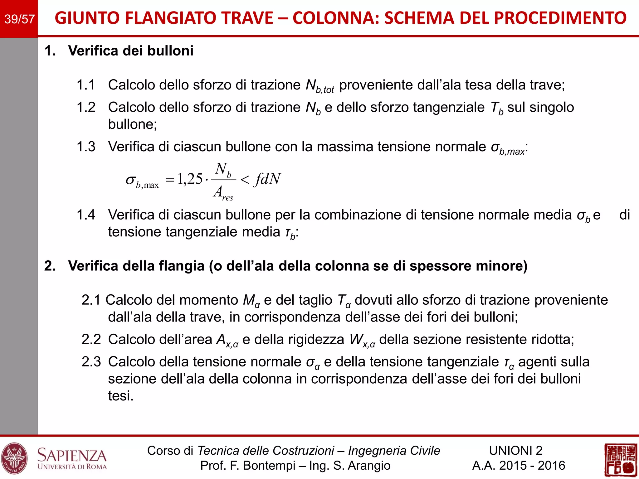 Tecnica delle costruzioni - esercitazione 9 - unioni parte 2 | PDF