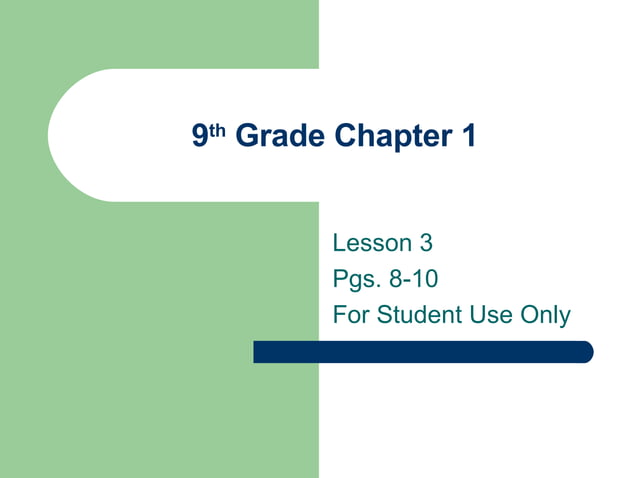 9th Grade Chapter 1 Lesson 3 | PPT