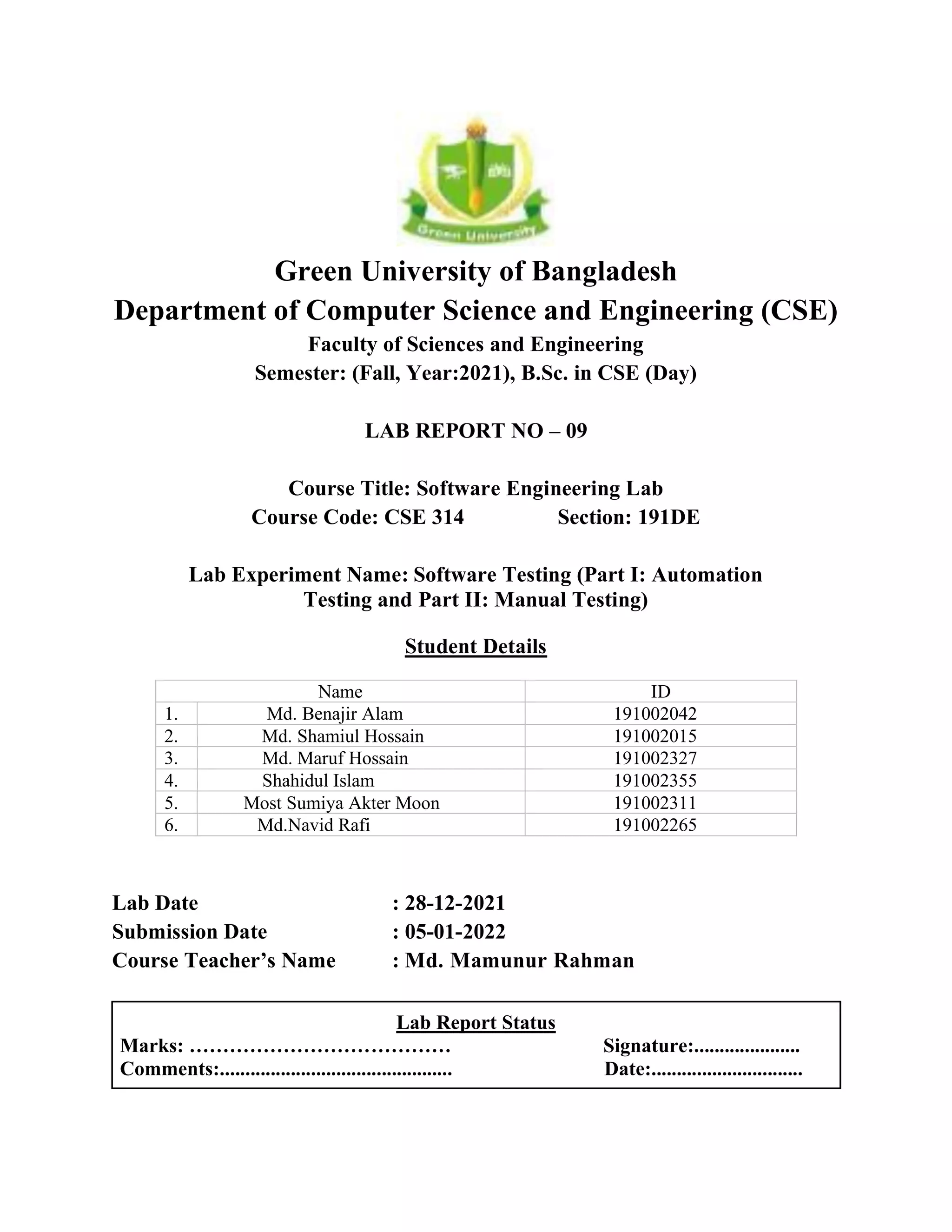 9th lab-report | PDF | Computer Software and Applications | Computing