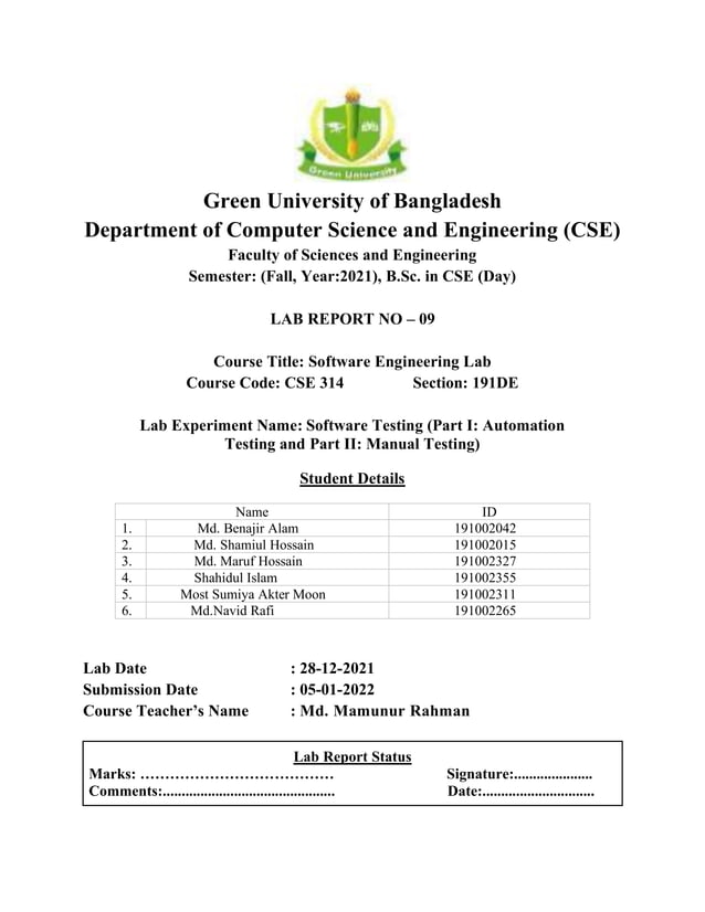 9th lab-report | PDF | Computer Software and Applications | Computing