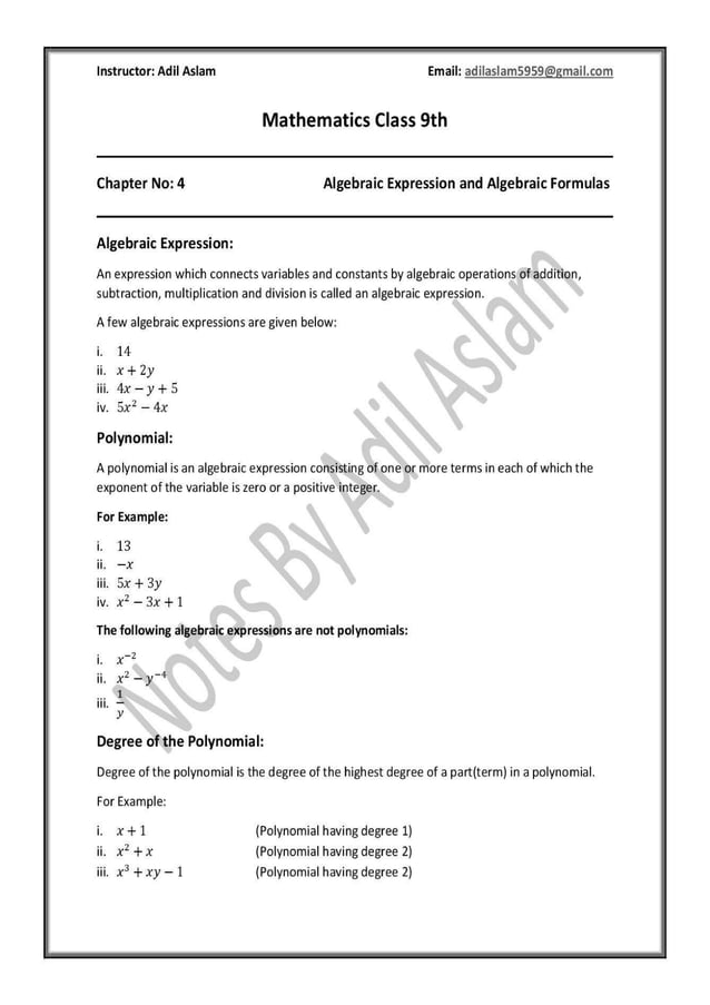 Grade 9 / O level Mathematics(Chapter #4) I AHSAN IRSHAD | PDF