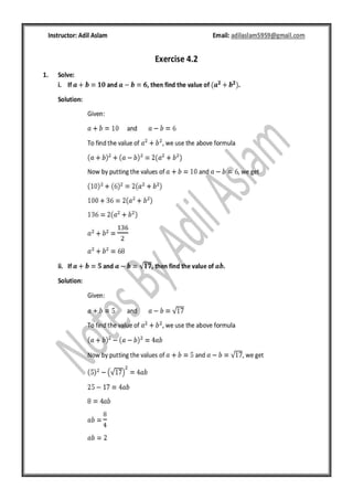 Grade 9 / O level Mathematics(Chapter #4) I AHSAN IRSHAD | PDF