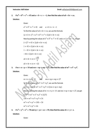Grade 9 / O level Mathematics(Chapter #4) I AHSAN IRSHAD | PDF