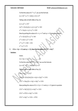 Grade 9 / O level Mathematics(Chapter #4) I AHSAN IRSHAD | PDF