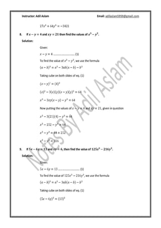 Grade 9 / O level Mathematics(Chapter #4) I AHSAN IRSHAD | PDF