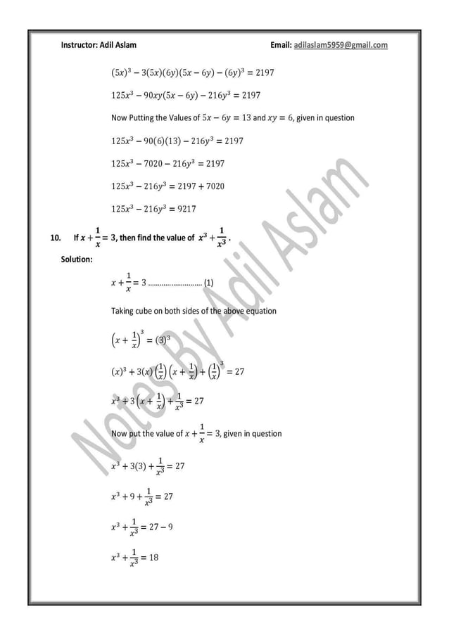 Grade 9 / O level Mathematics(Chapter #4) I AHSAN IRSHAD | PDF
