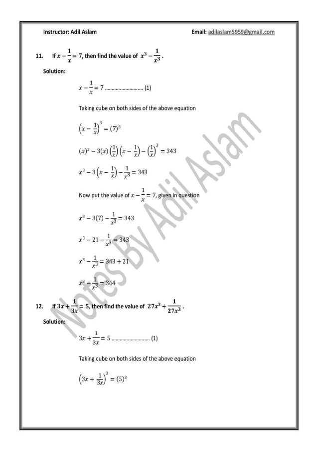 Grade 9 / O level Mathematics(Chapter #4) I AHSAN IRSHAD | PDF