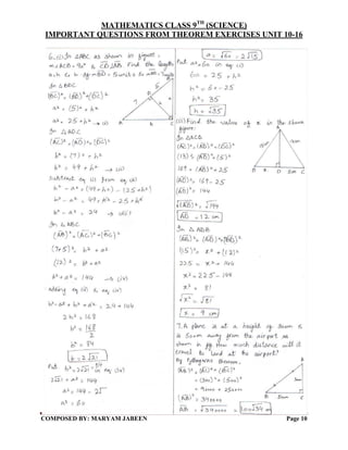 9th science-importent-questions-theorem-exercises-unit10-16 | PDF