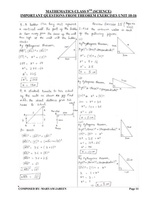 9th science-importent-questions-theorem-exercises-unit10-16 | PDF