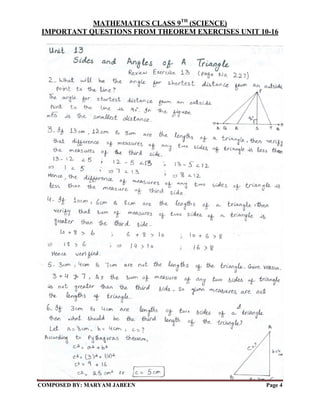 9th science-importent-questions-theorem-exercises-unit10-16 | PDF