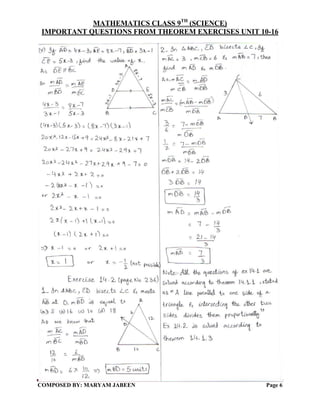 9th science-importent-questions-theorem-exercises-unit10-16 | PDF
