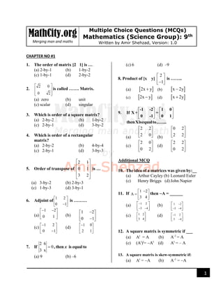 Class 9th Mcq for Preparing Exams , Maths | PDF