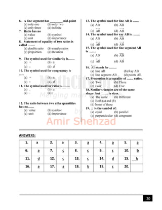 Class 9th Mcq for Preparing Exams , Maths | PDF