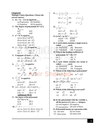 Class 9th Mcq for Preparing Exams , Maths | PDF
