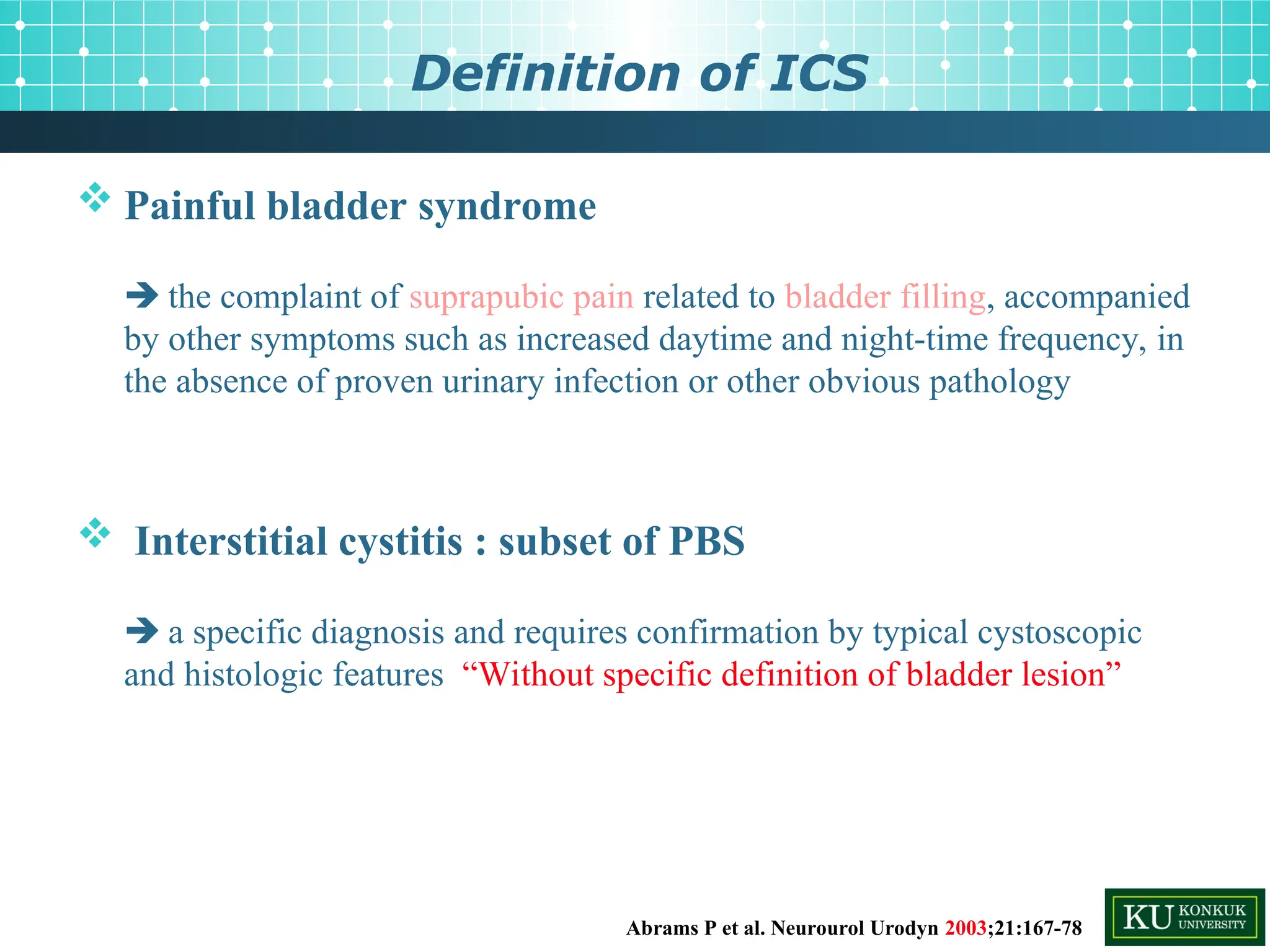 Interstitial Cystitis/ Painful Bladder Syndrome | PPT