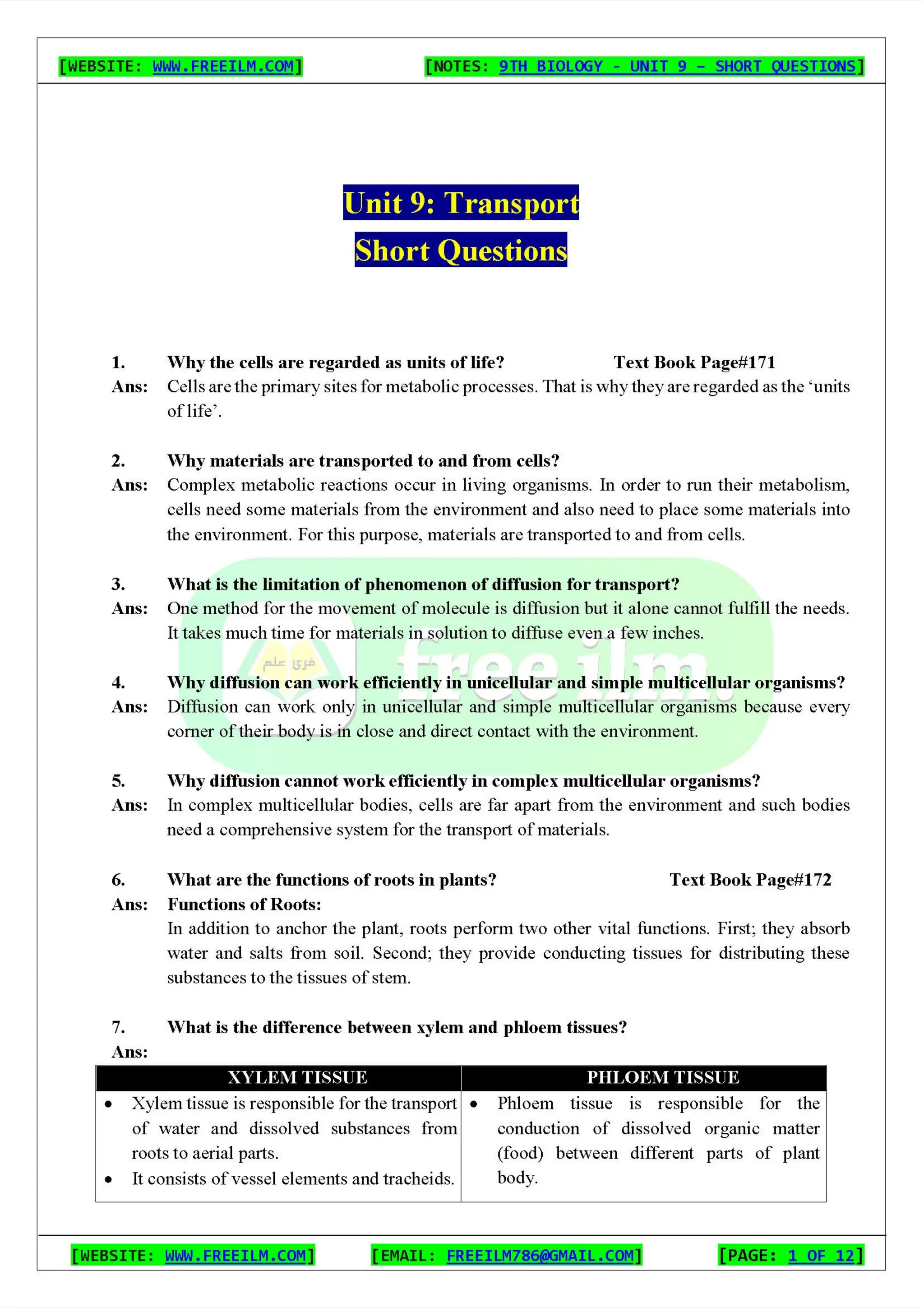 class 9 punjab text boad biology chapter 9 guide | PDF