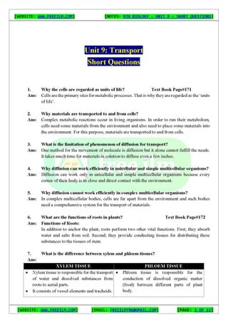 class 9 punjab text boad biology chapter 9 guide | PDF