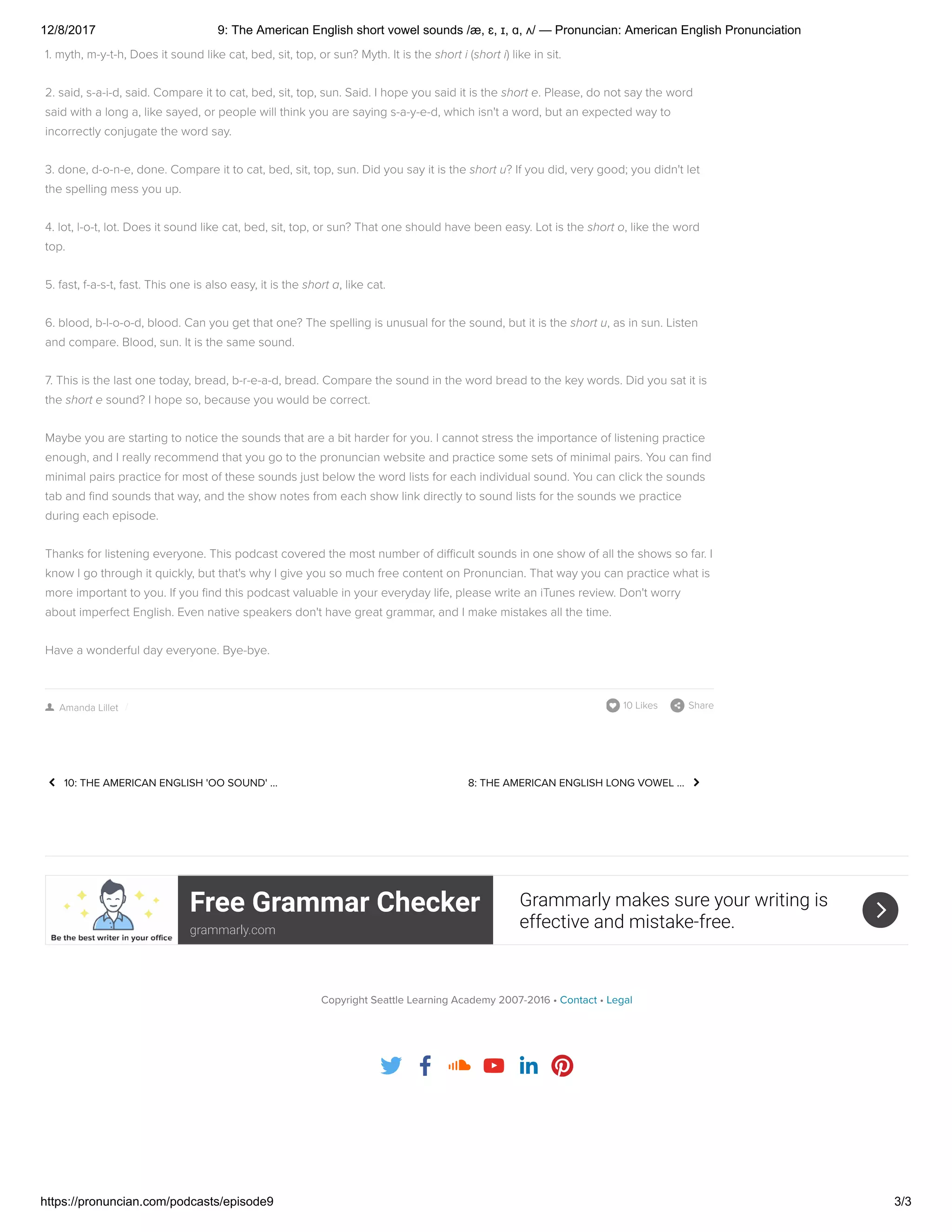 9 the american english short vowel sounds æ, ɛ, ɪ, ɑ, ʌ_ — pronuncian ...