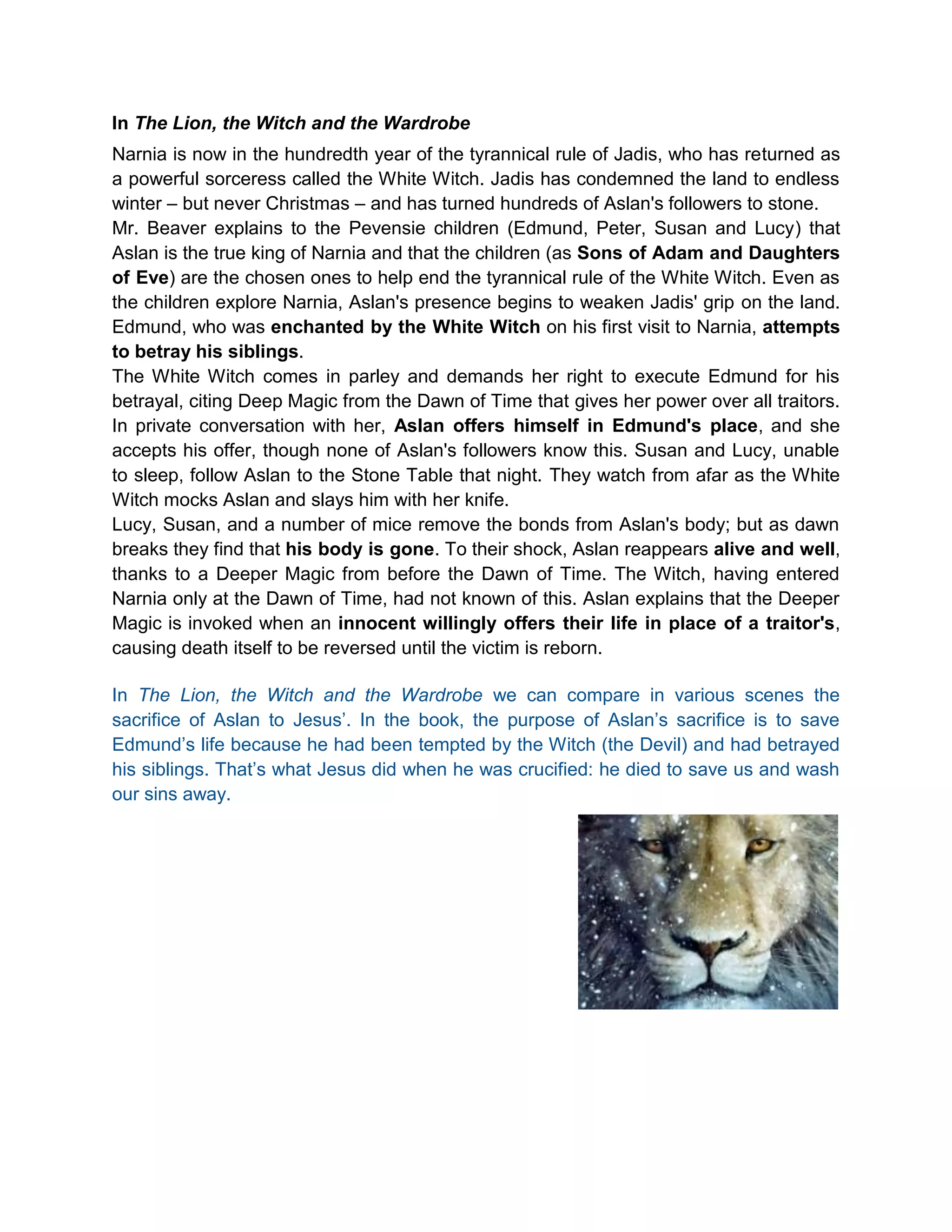 9 the chronicles of narnia aslan | DOCX