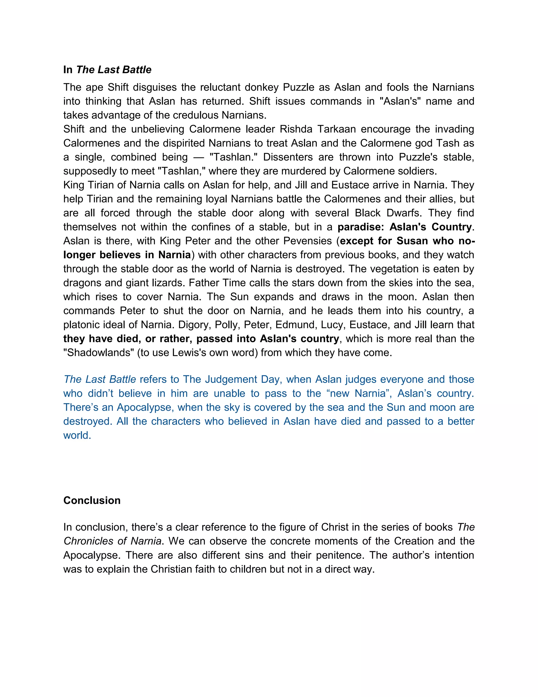 9 the chronicles of narnia aslan | DOCX