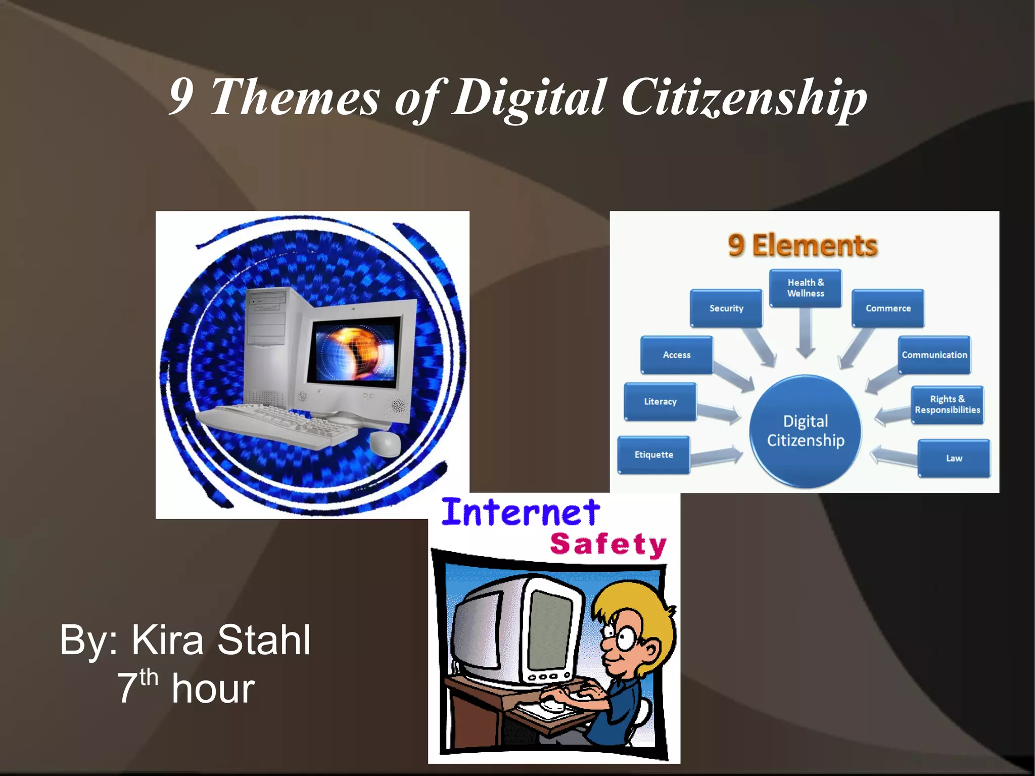 9 themes digital citizenship presentation | ODP | Internet Safety ...