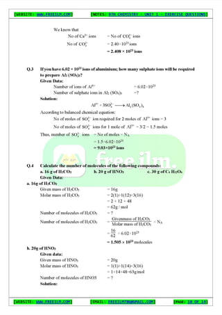 9th Chemistry Numericals 1st Chapter | PDF
