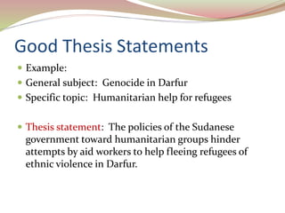 Writing A Good Thesis Statement | PPTX