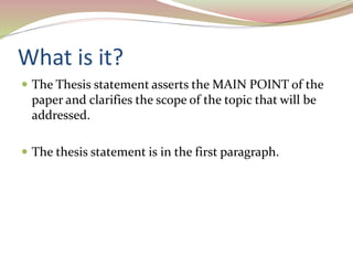 Writing A Good Thesis Statement | PPTX